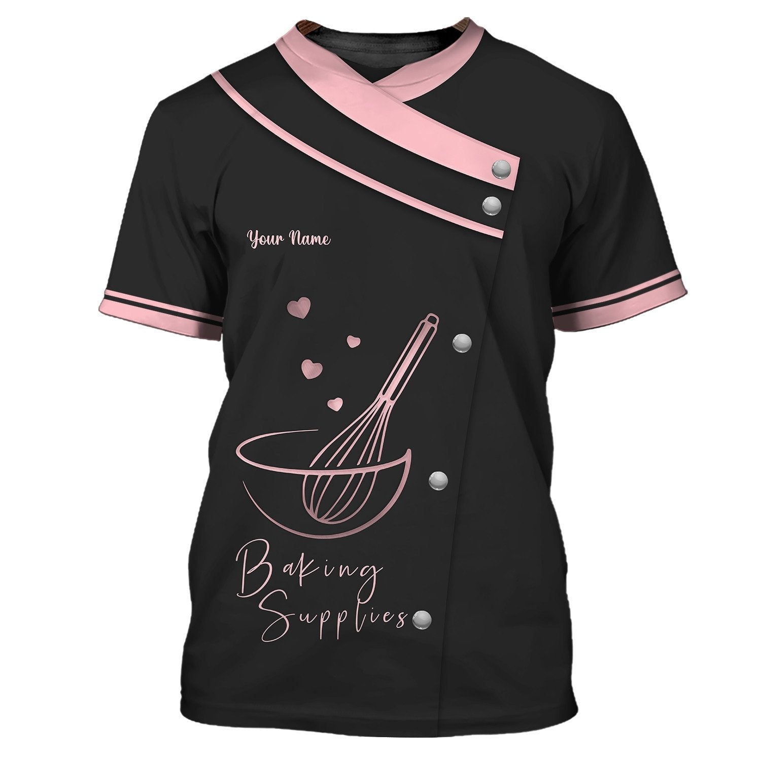 Uni Personalized Name Pink Golden Baking Uniform Pattern 3D Shirt [Non ...