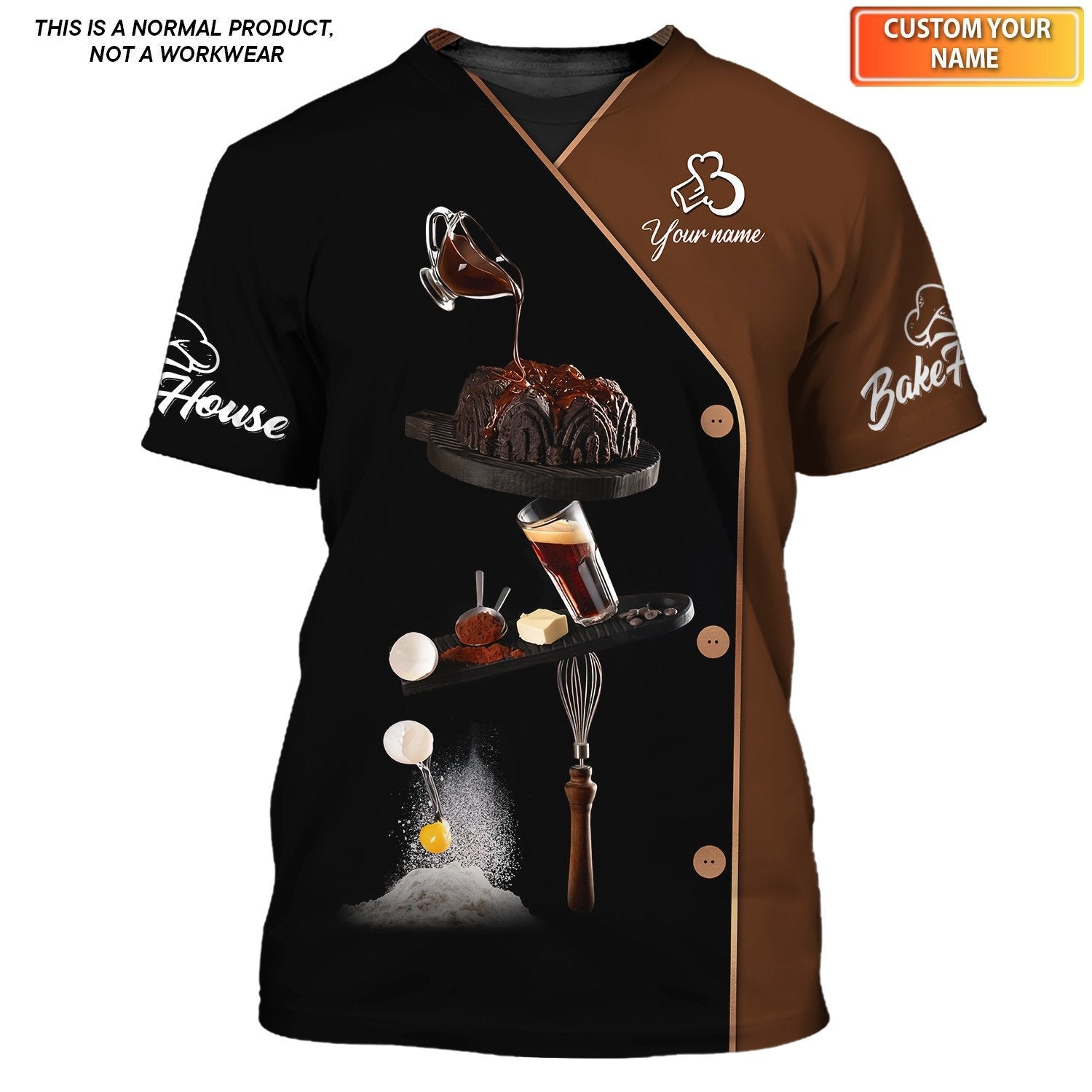 Uni Personalized Name Bake House Baking Uniform Baking Pattern 3D Shir ...
