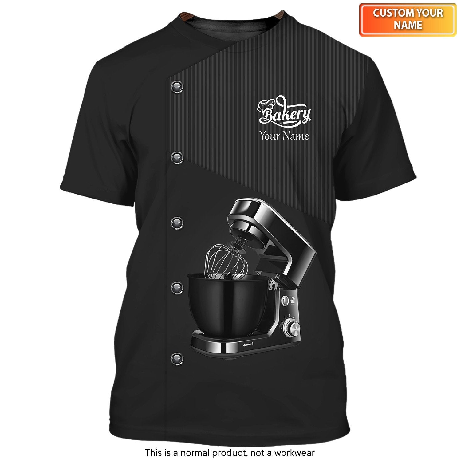 Uni Personalized Name Chic Black Baking Uniform Pattern 3D Shirt [Non ...
