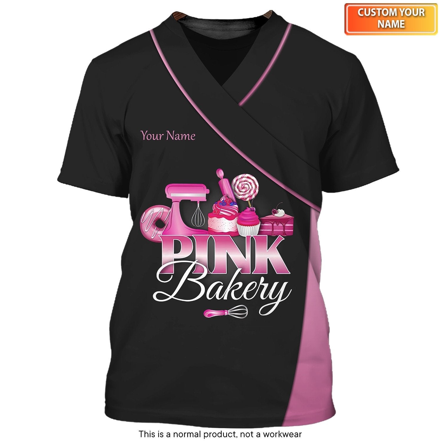 Uni Personalized Name Luxury Hot Pink Baking Uniform Pattern 3D Shirt ...