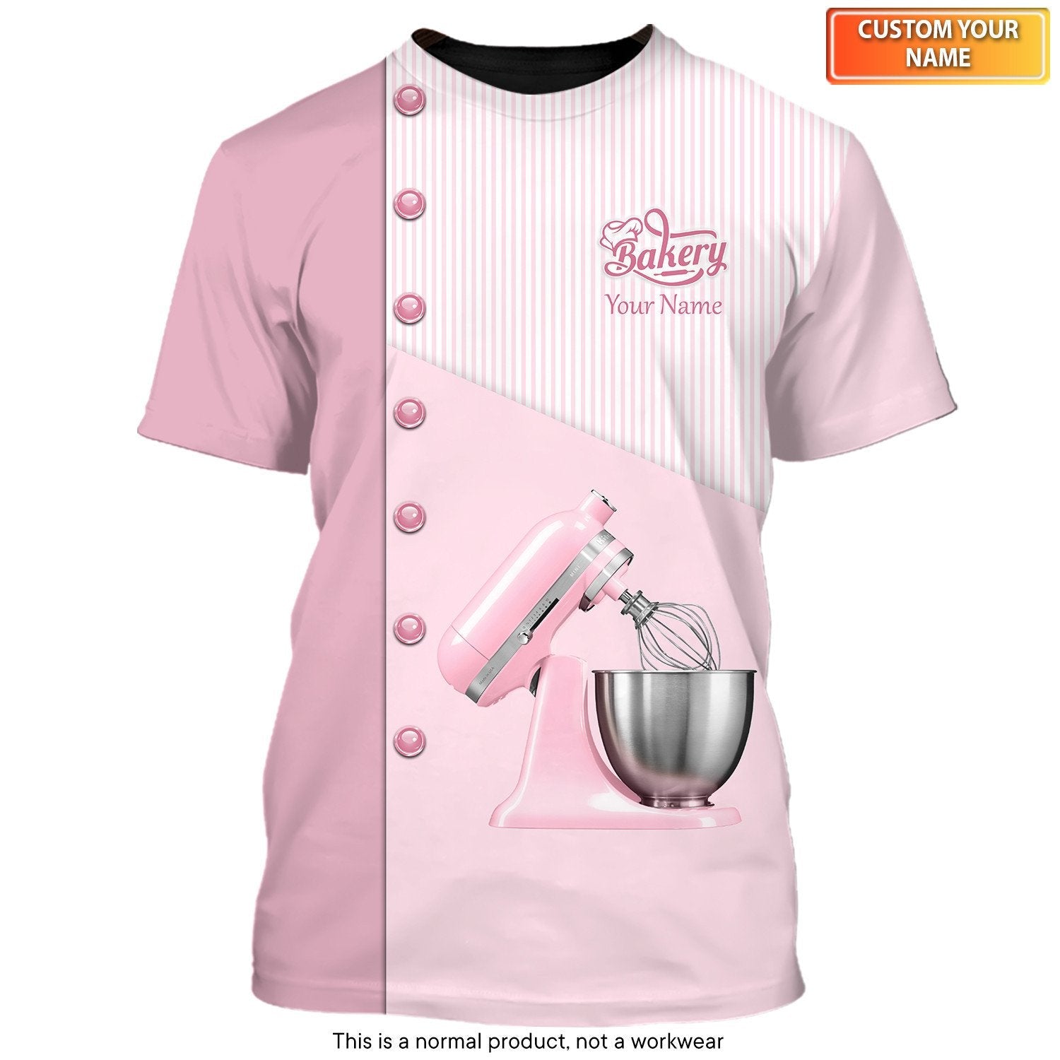 Uni Personalized Name Trendy Pink Baking Uniform Pattern 3D Shirt [Non ...