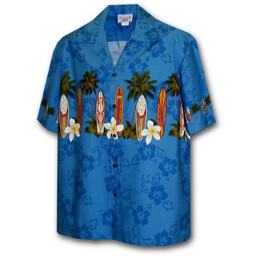 Uni Surfs Up Blue Aloha Shirt Short Sleeve Shirt Vacation Hawaiian Out ...