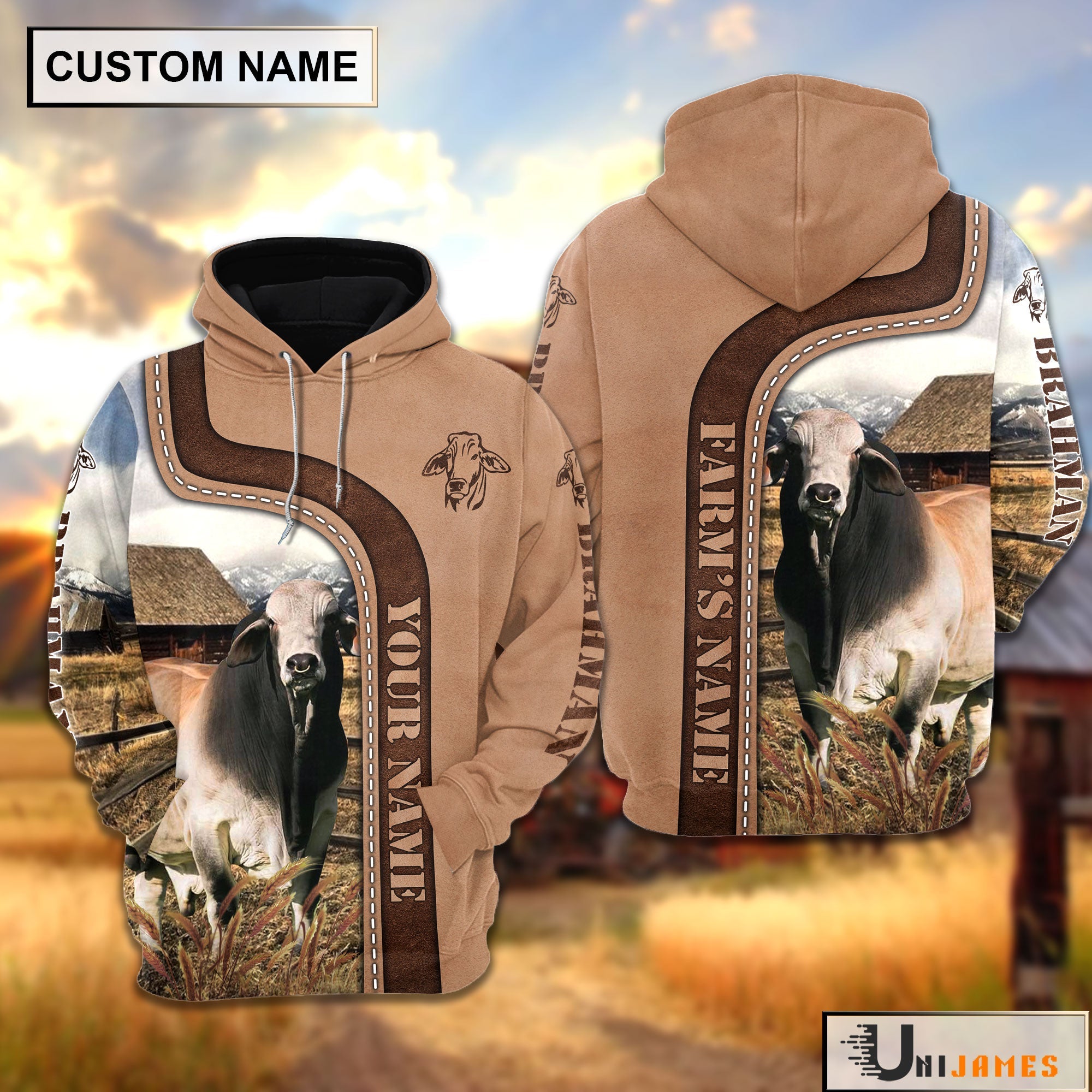 Uni Personalized Name Brahman Light Brown Hoodie – UniJames