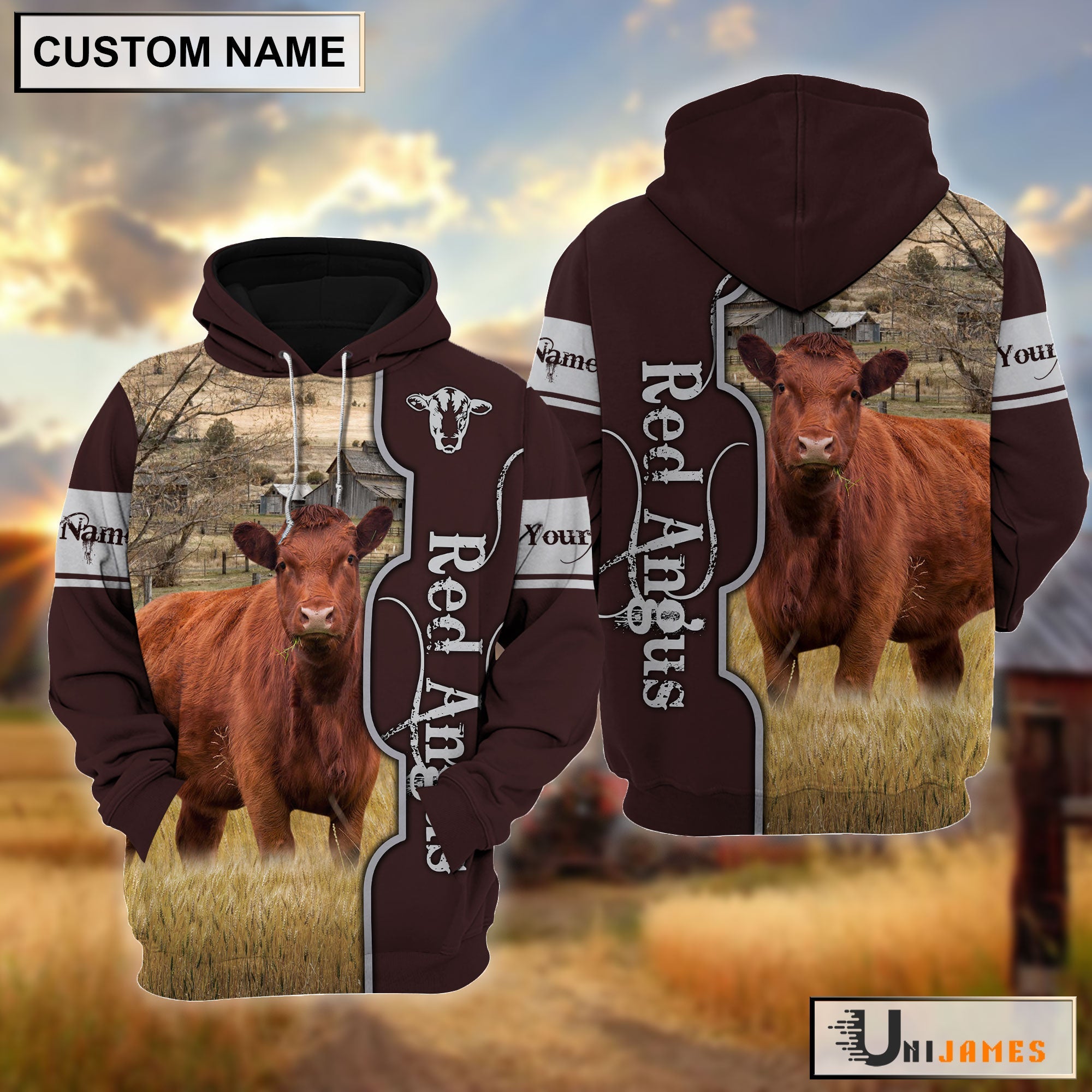 Uni Red Angus Beautiful Farm Personalized Hoodie – UniJames