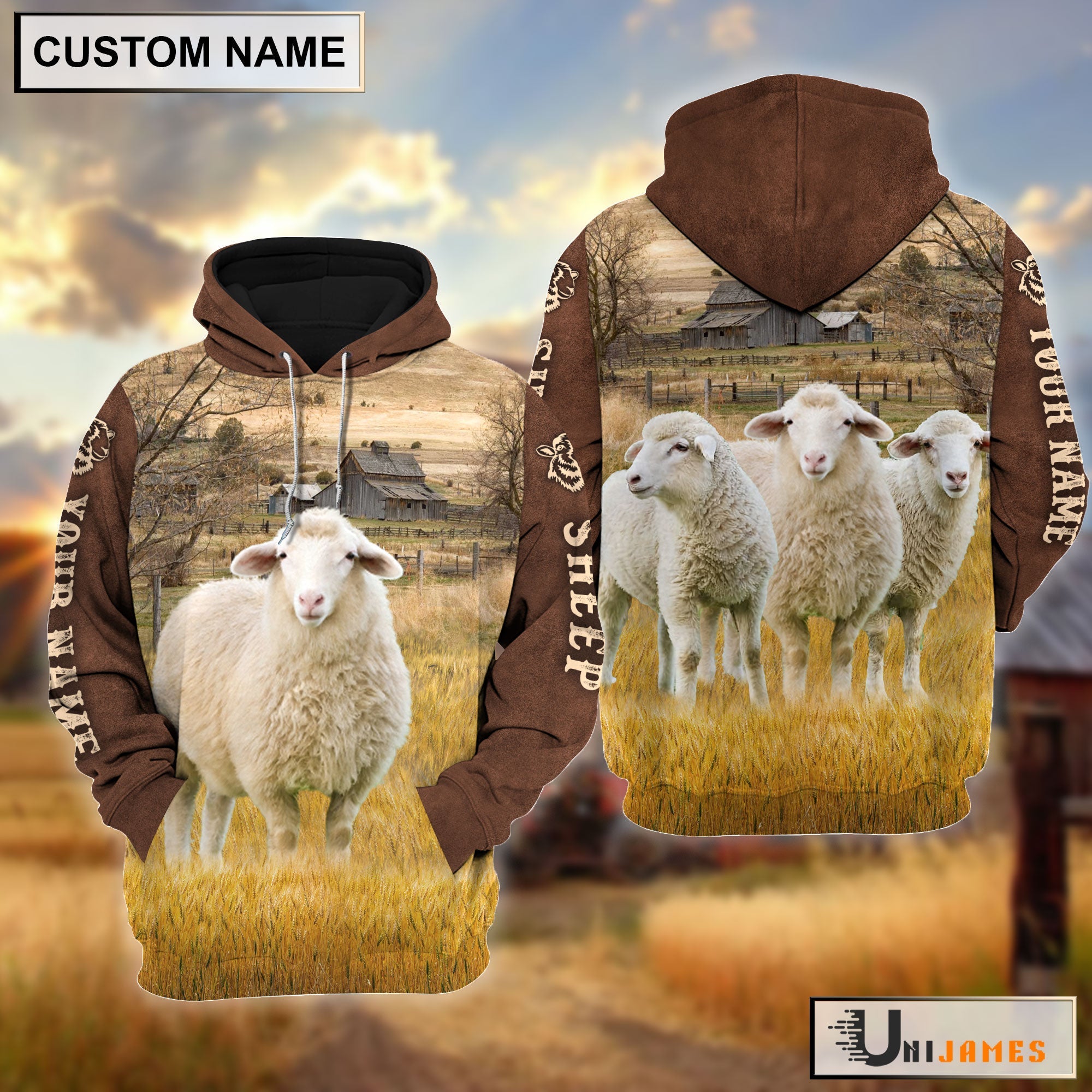 Uni Sheep Brown Sleeve Personalized Hoodie – UniJames
