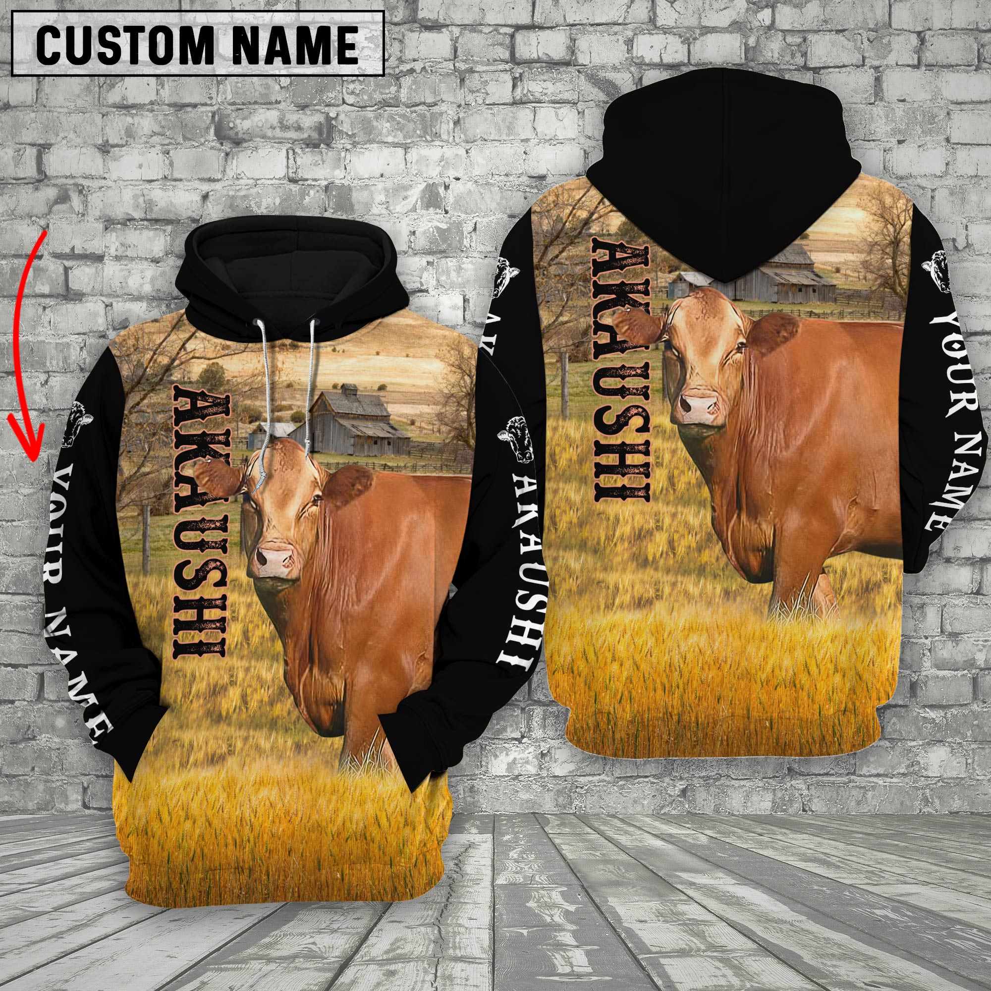 Uni Personalized Name Akaushi On The Farm 3D Hoodie – UniJames