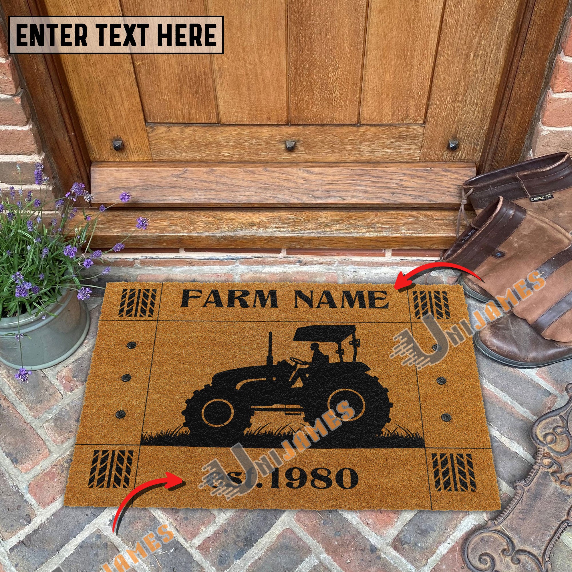 Uni Tractor Hoove Custom Farm Name Custom Year Coir Doormat – UniJames