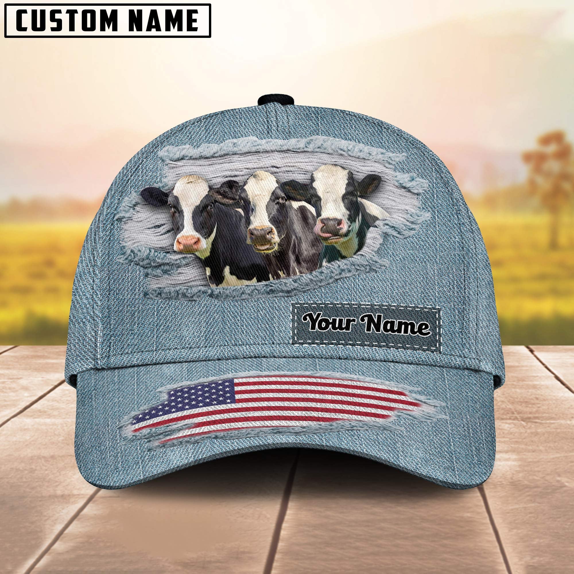 Uni Holstein Jeans Pattern Customized Name Cap – UniJames