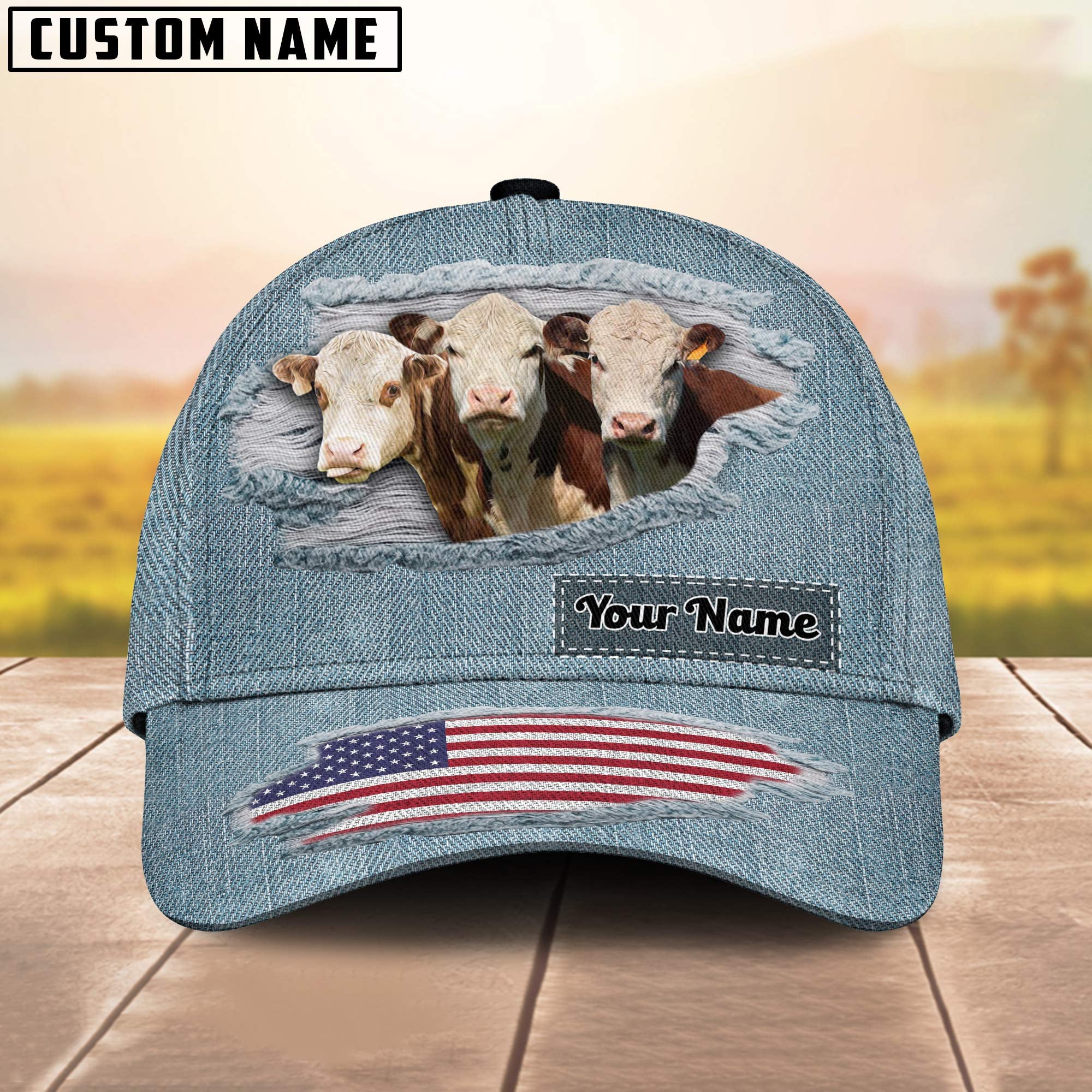 Uni Hereford Jeans Pattern Customized Name Cap – UniJames