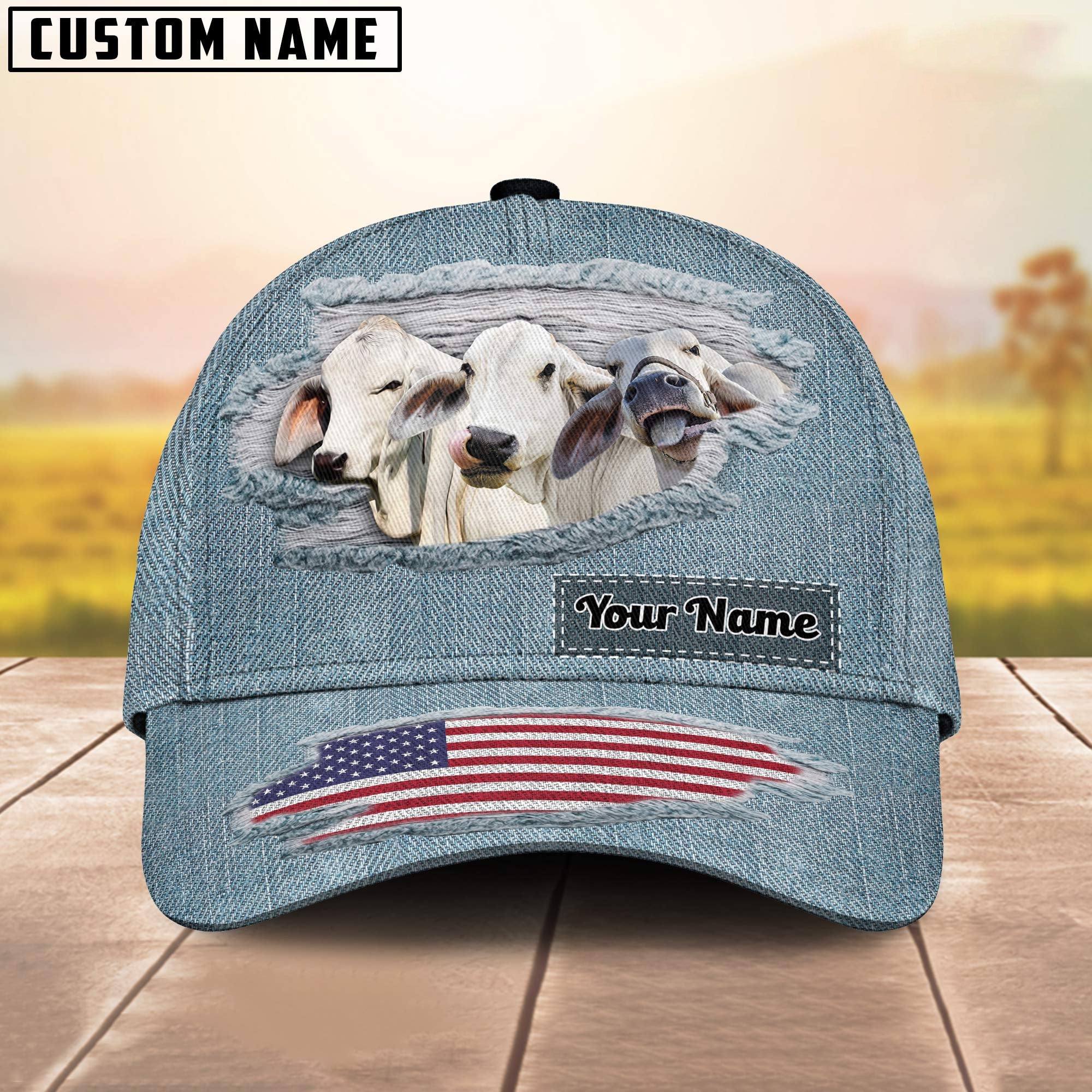 Uni Brahman Cattle Jeans Pattern Customized Name Cap – UniJames