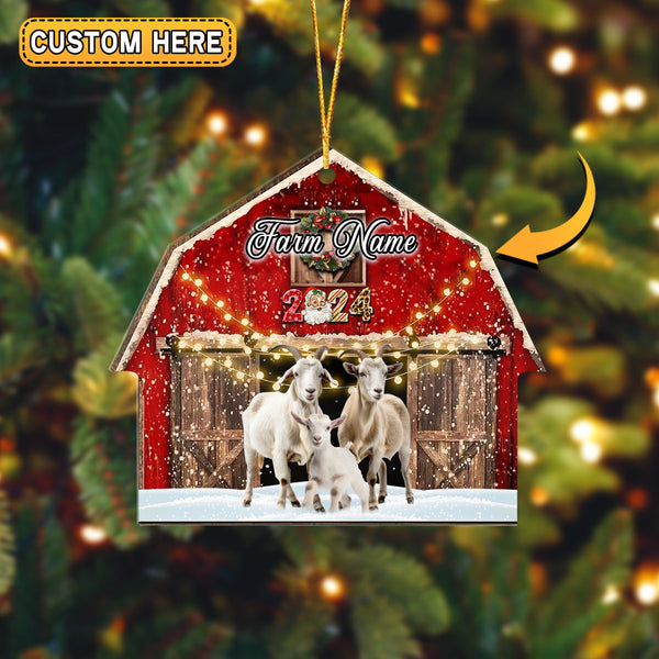 Uni Goat Christmas Gift Red Barn Custom Shape Acrylic Ornament – UniJames