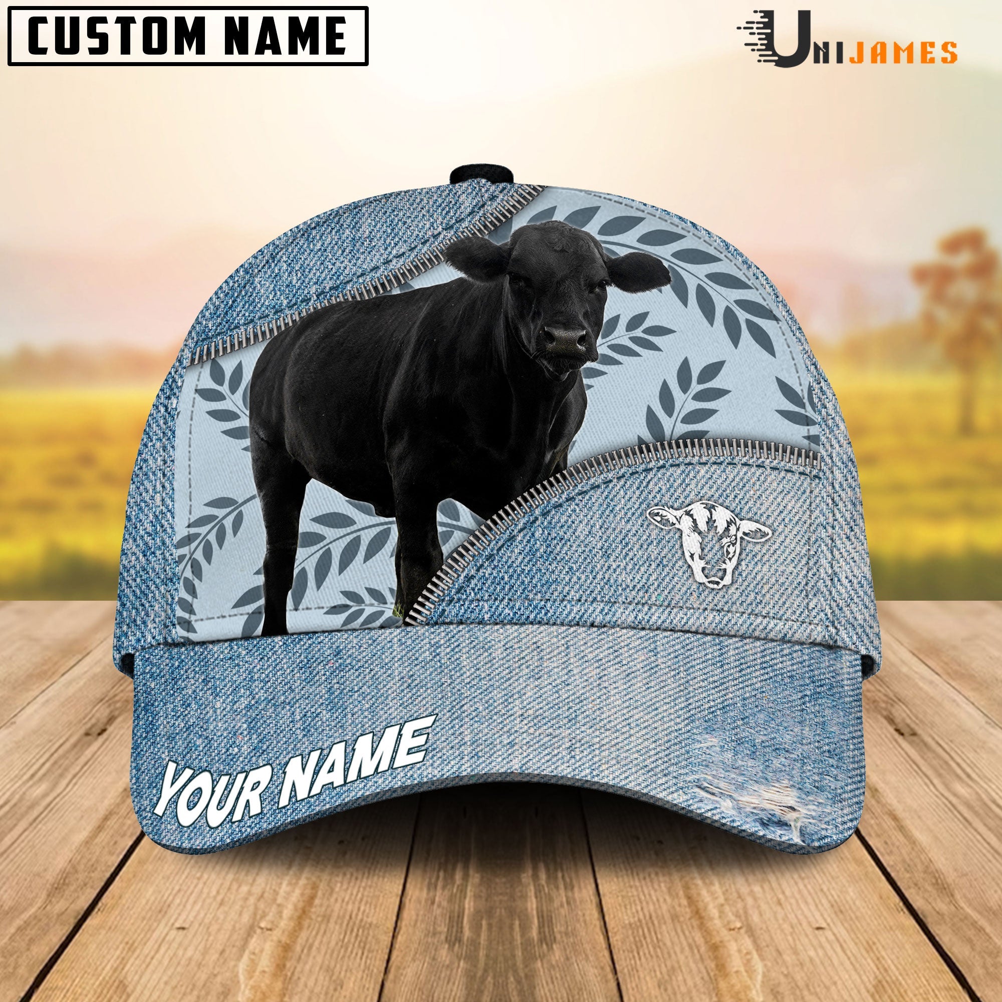 Uni Black Angus Countryside Jean Pattern Customized Name Cap – UniJames