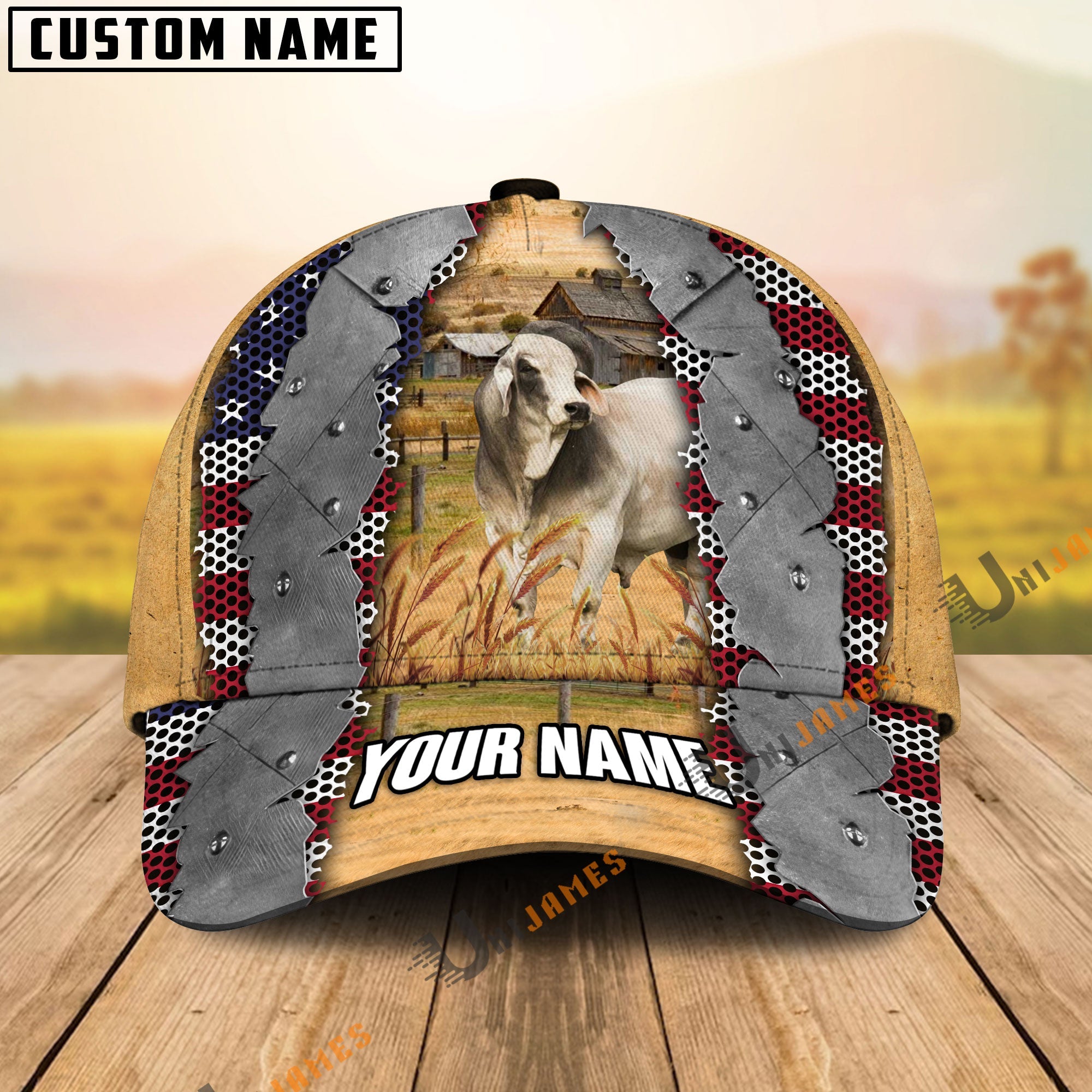 Uni Brahman Flag Net Pattern Customized Name Cap – UniJames