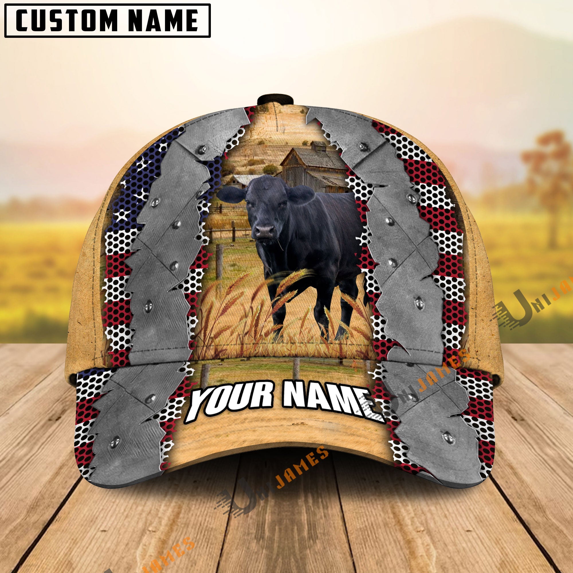 Uni Black Angus Flag Net Pattern Customized Name Cap – UniJames