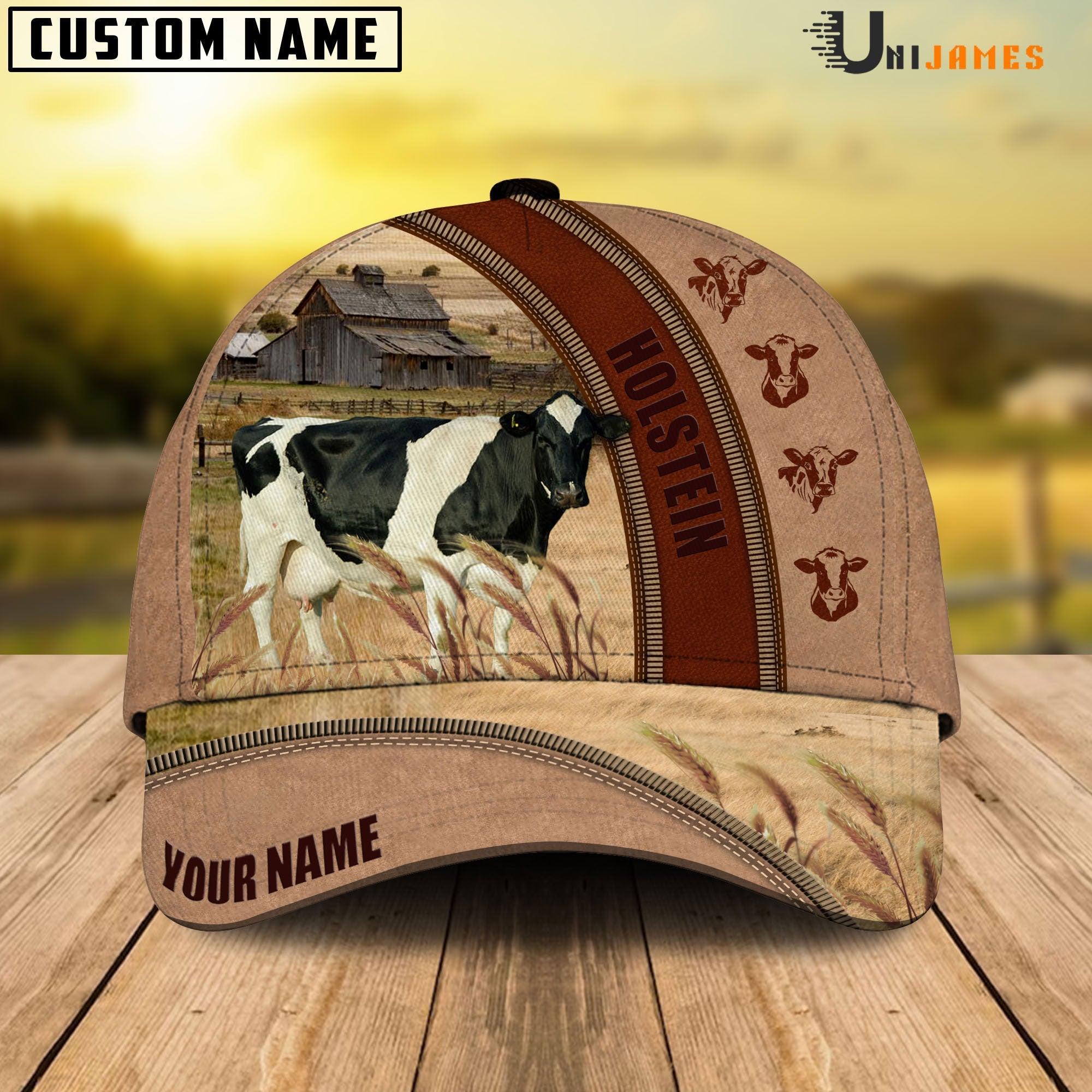 Uni Holstein Farming Light Brown Personalized Name Cap – UniJames
