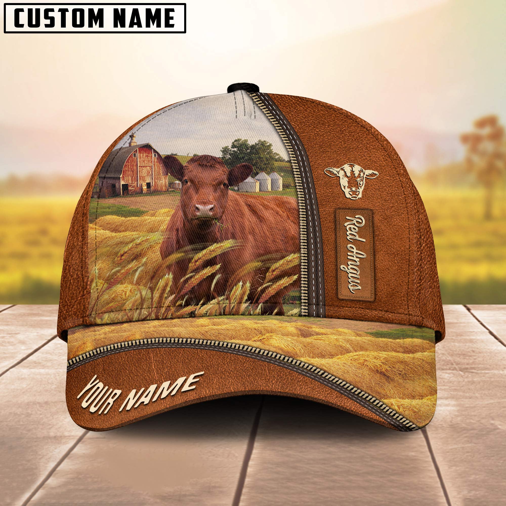 Uni Personalized Name Red Angus Barn Farm Cap – UniJames