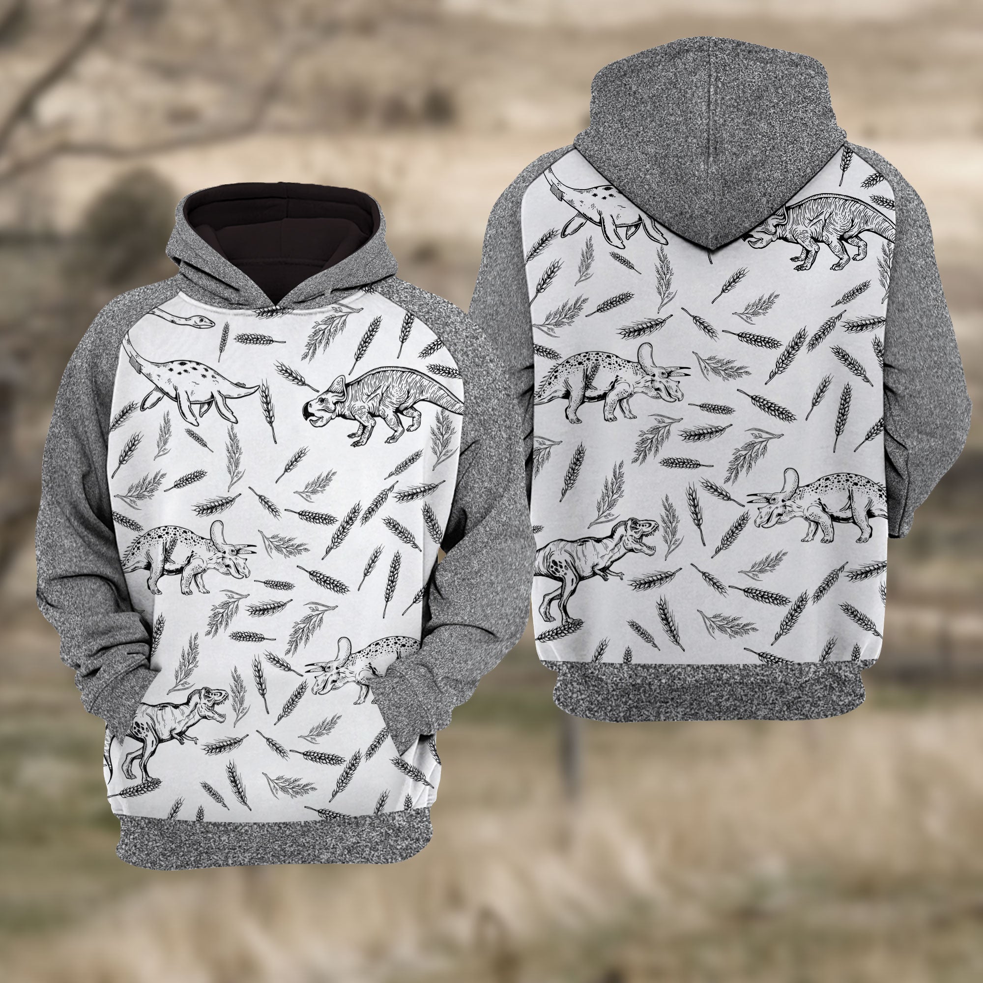 Uni Dinosaur Black & White Raglan Hoodie – UniJames