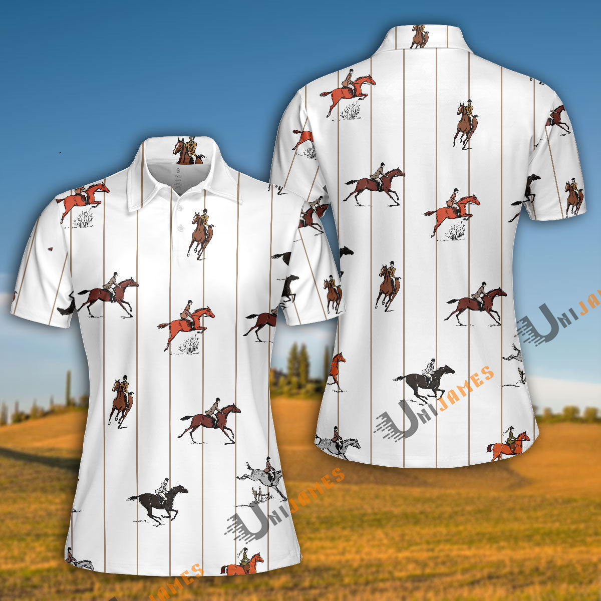 Unique Horse Stripe Pattern Polo Shirt – UniJames