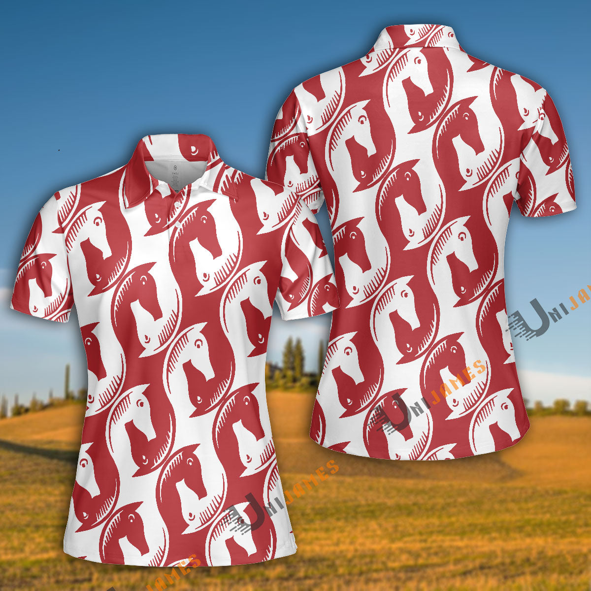 Unique Horse Red Pattern Polo Shirt – UniJames