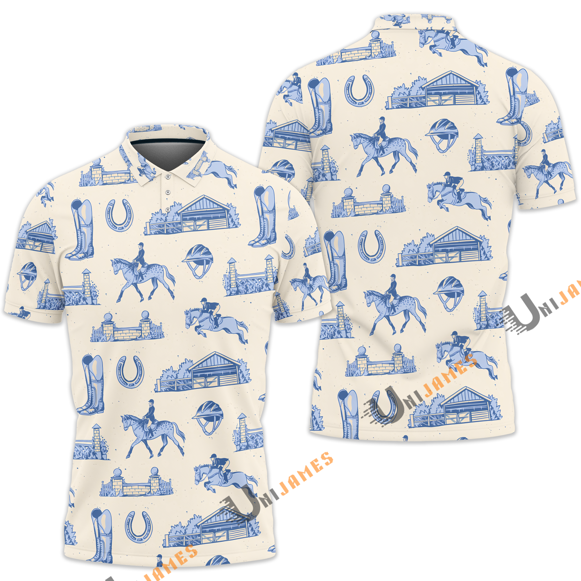 Unique Horse Racing Pattern Polo Shirt – UniJames