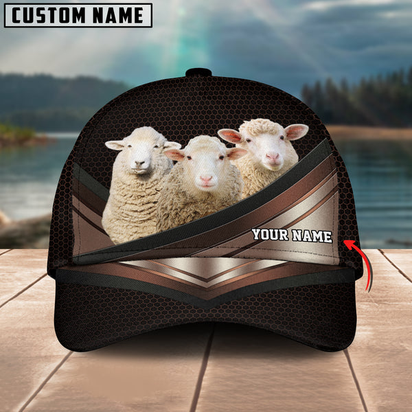 Uni Happiness Sheep Customized Name Brown 3D Classic Cap – UniJames