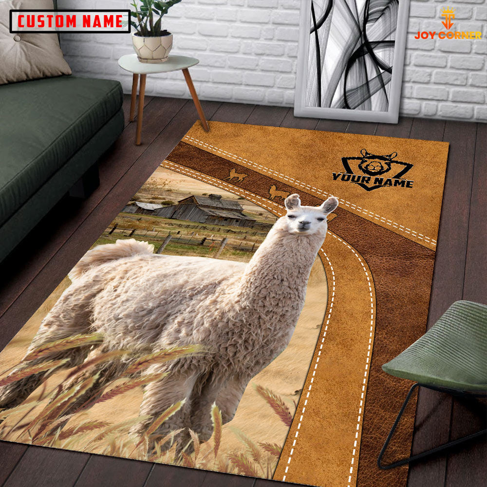 Uni Llama Farming Brown Personalized Name 3D Rug – UniJames