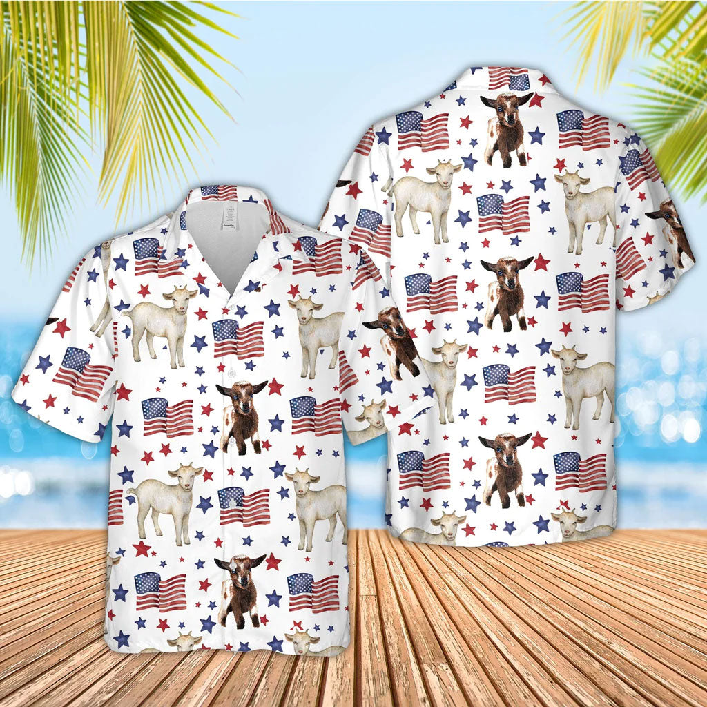 Unique Goat American Flag Pattern Hawaiian Shirt – UniJames