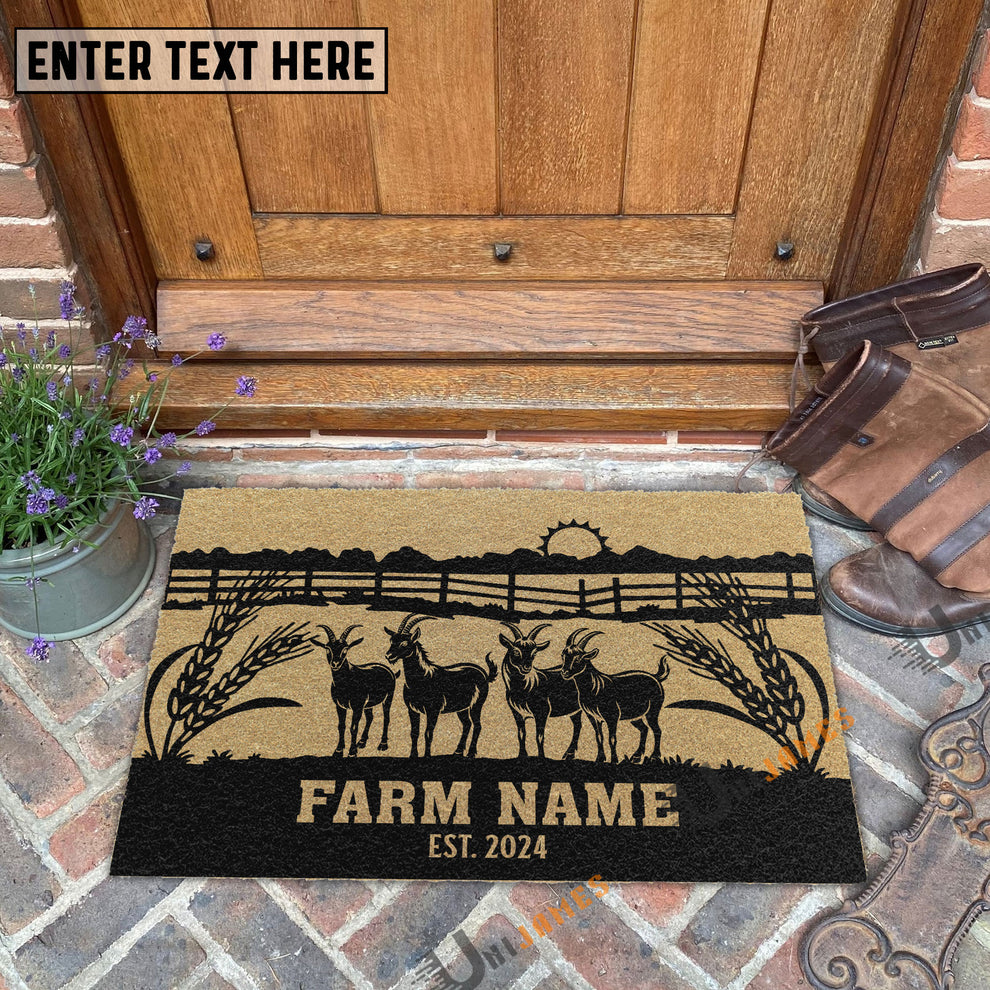 Uni Goat Sunshine Field Custom Farm Name Custom Year Coir Doormat ...