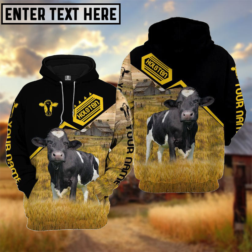 Uni Personalized Name Holstein Black Yellow Pattern 3D Hoodie – UniJames