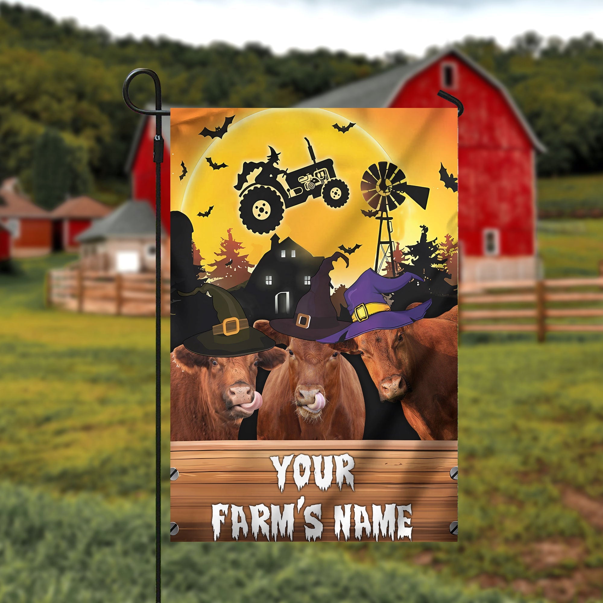 Uni Red Angus Farming Customized Name 3D Flag – UniJames