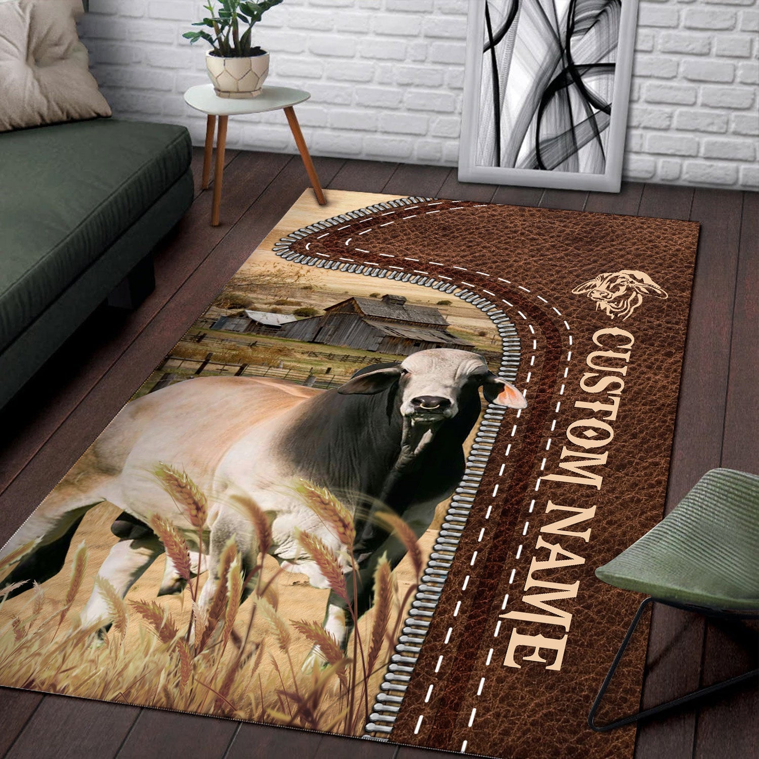 Uni Brahman Farming Personalized Name 3D Rug – UniJames