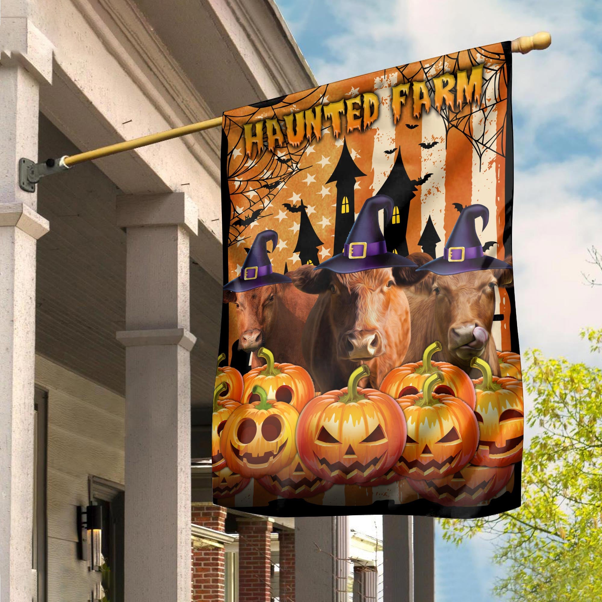 Uni Red Angus Cattle Haunted Farm Halloween Flag – UniJames