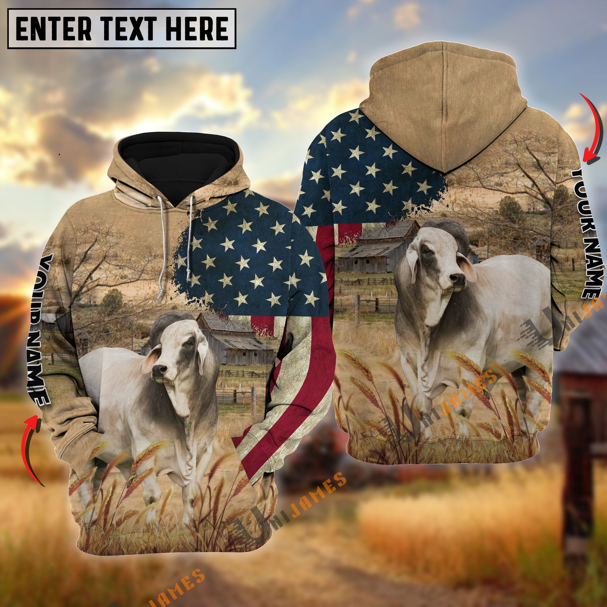 Uni Brahman US Flag Customized Name 3D Hoodie – UniJames