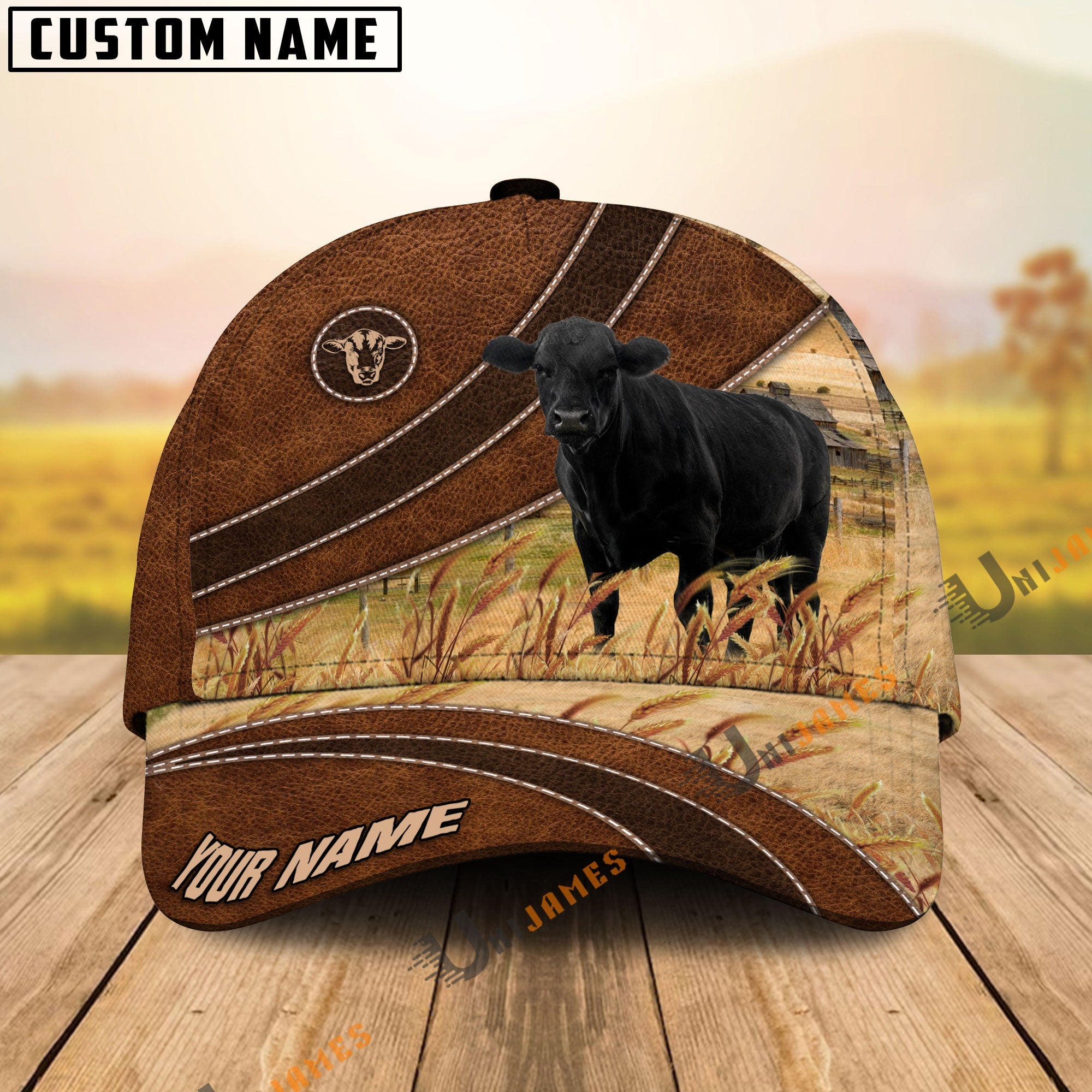 Uni Black Angus Cool Farming Customized Name Cap – UniJames