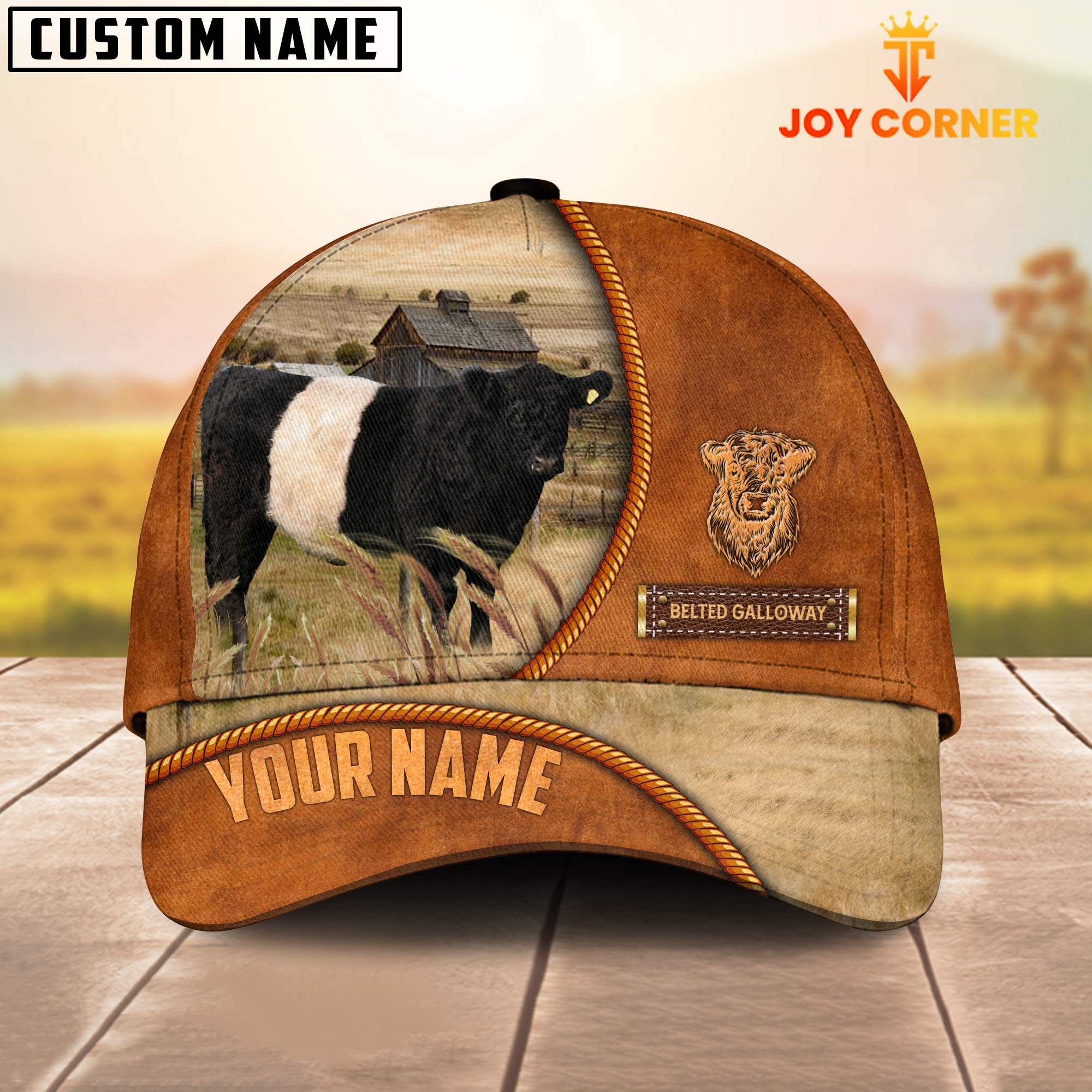 Uni Custom Name Belted Galloway Leather Pattern Cap TT7 – UniJames