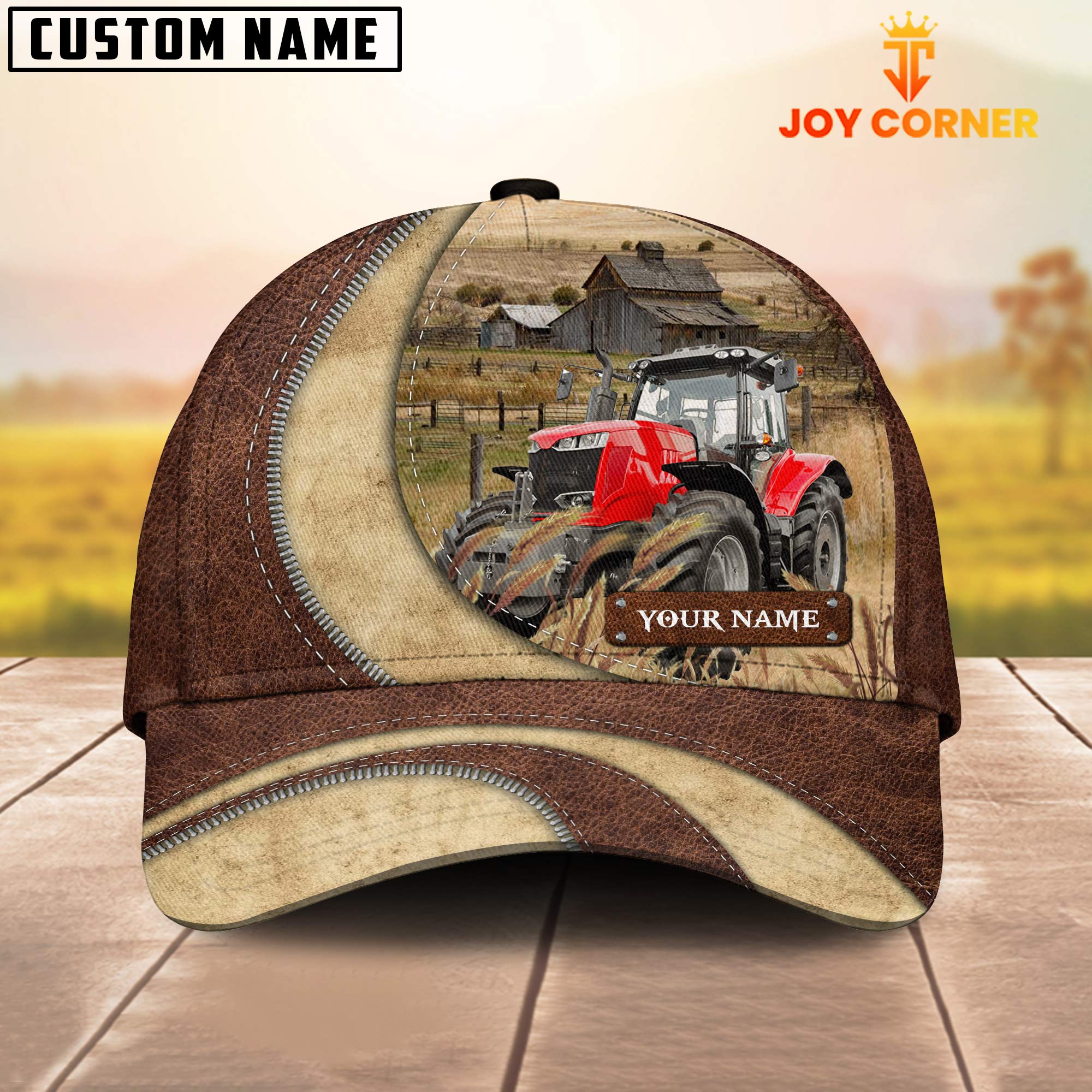 Uni Red Tractor Customized Name Farm Barn Cap – UniJames
