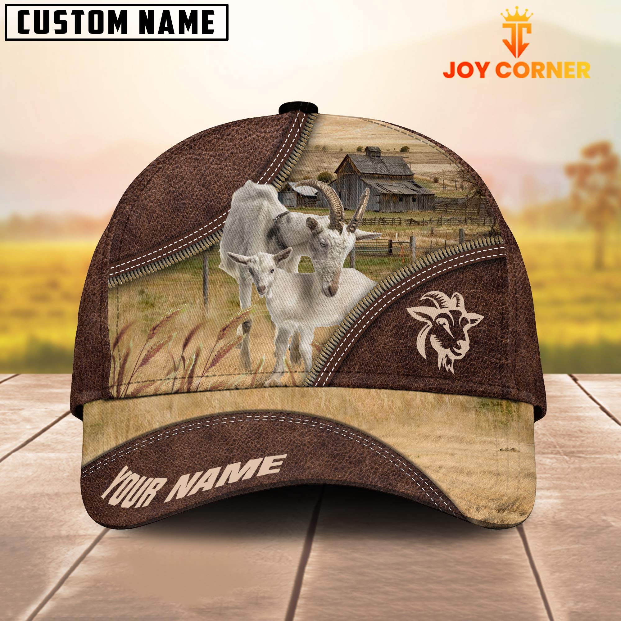 Uni Goat On The Farm Customized Name 3D Brown Cap – UniJames