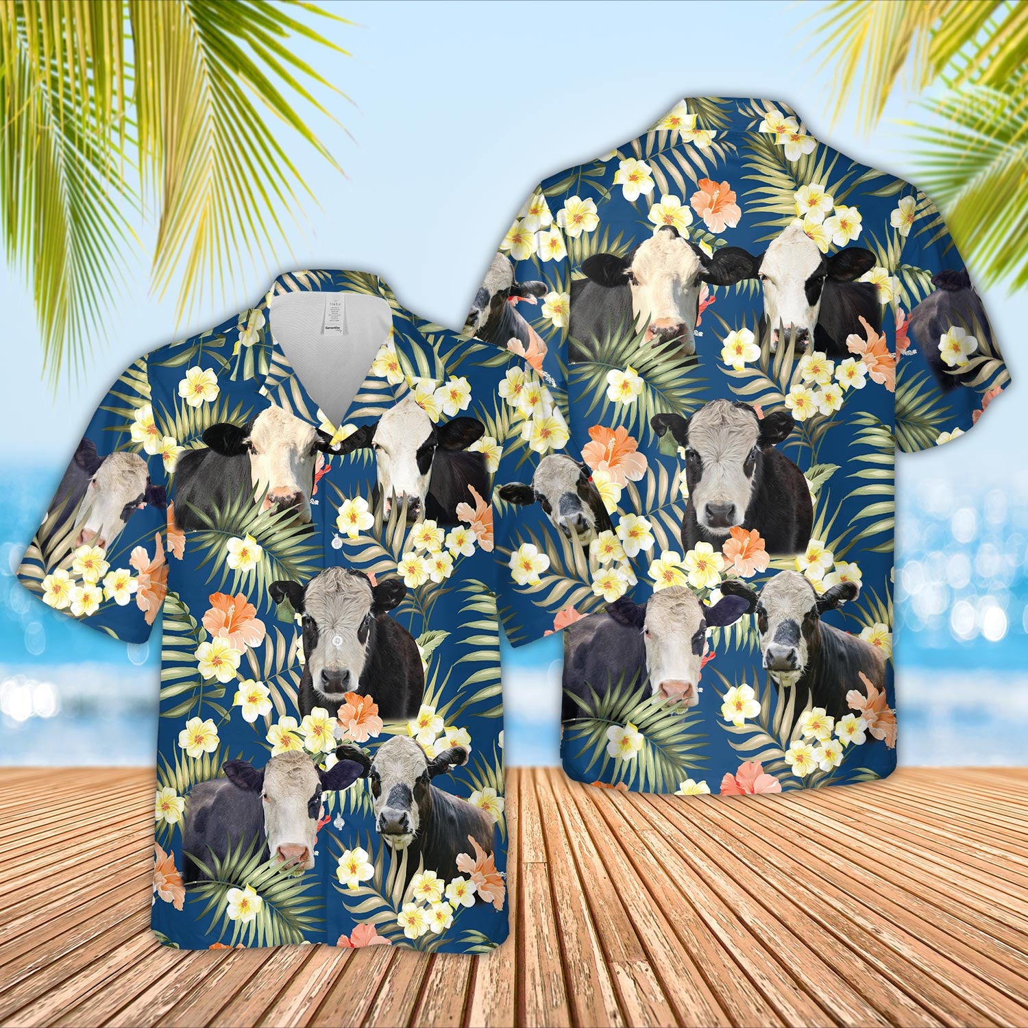 Unique Black Baldy Summer Blue Floral 3D Hawaiian Shirt – UniJames
