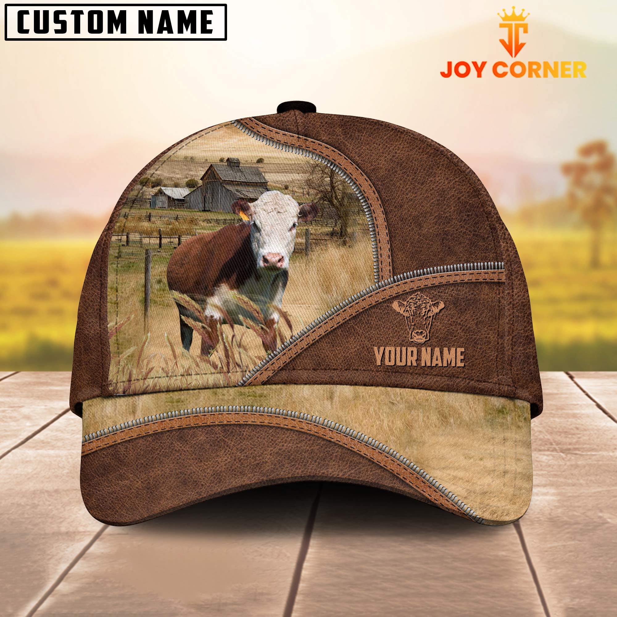 Uni Hereford Zipper Leather Pattern Customized Name Cap – UniJames