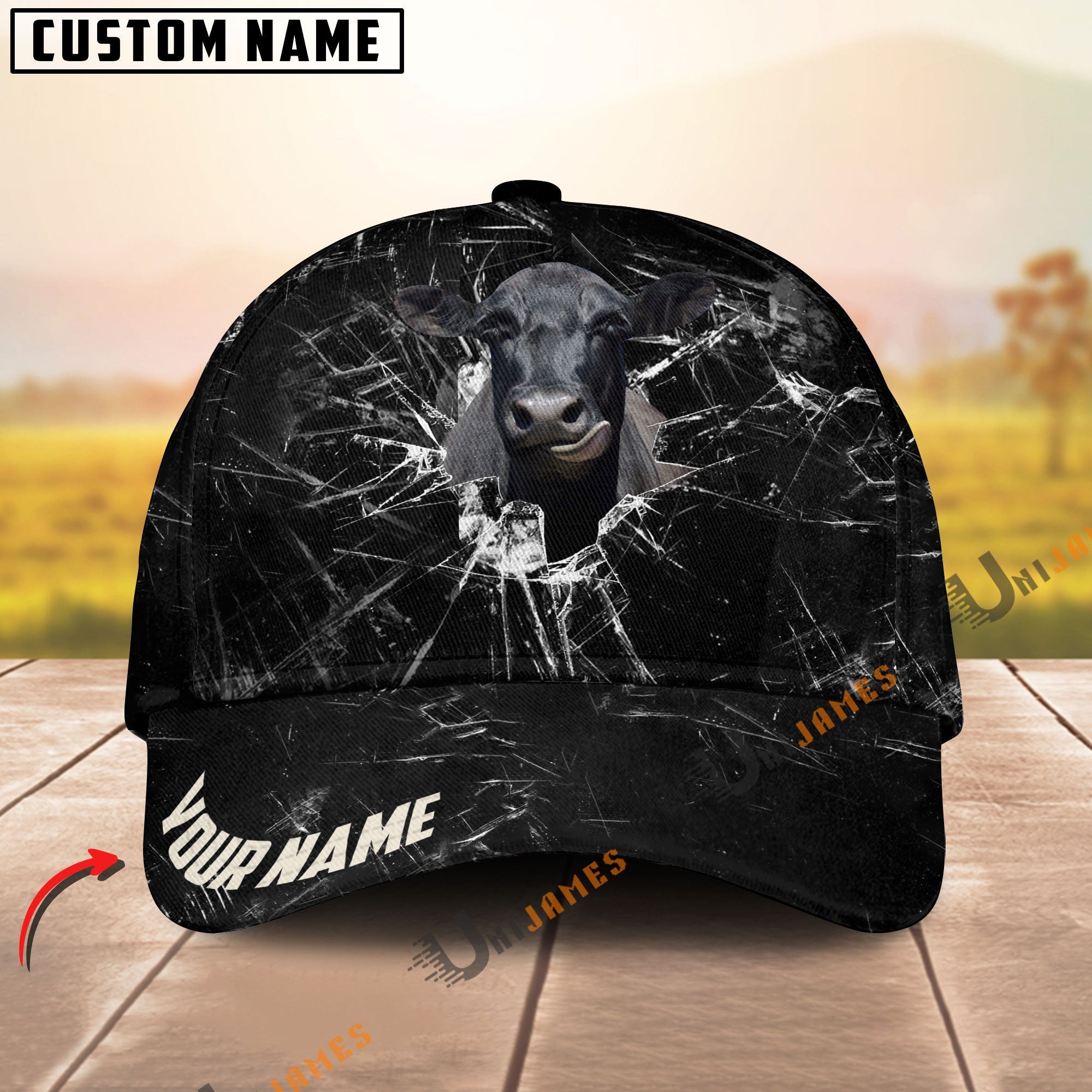 Uni Black Angus Glass Broken Customized Name Cap – UniJames