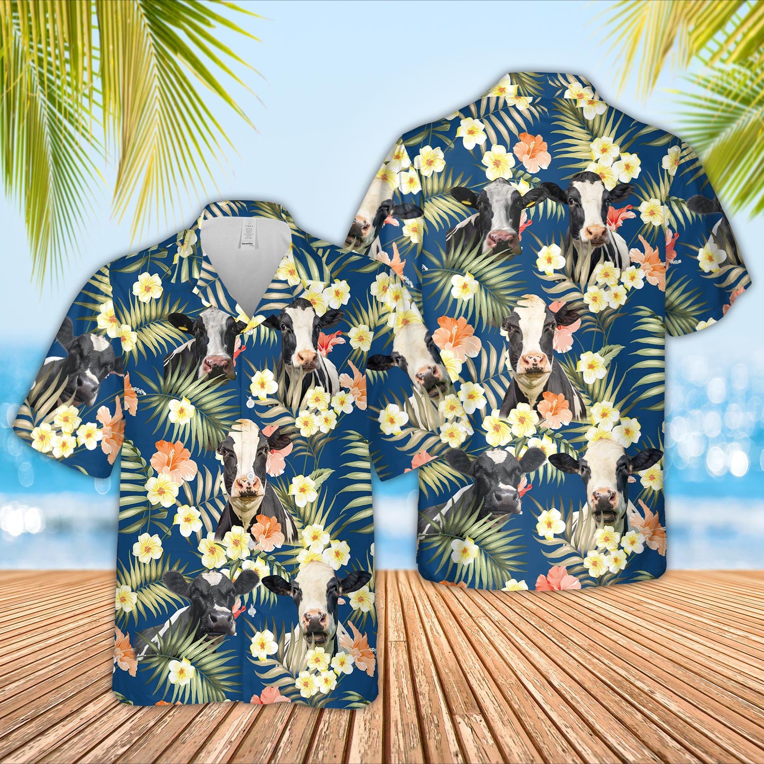 Unique Holstein Summer Blue Floral 3D Hawaiian Shirt – UniJames
