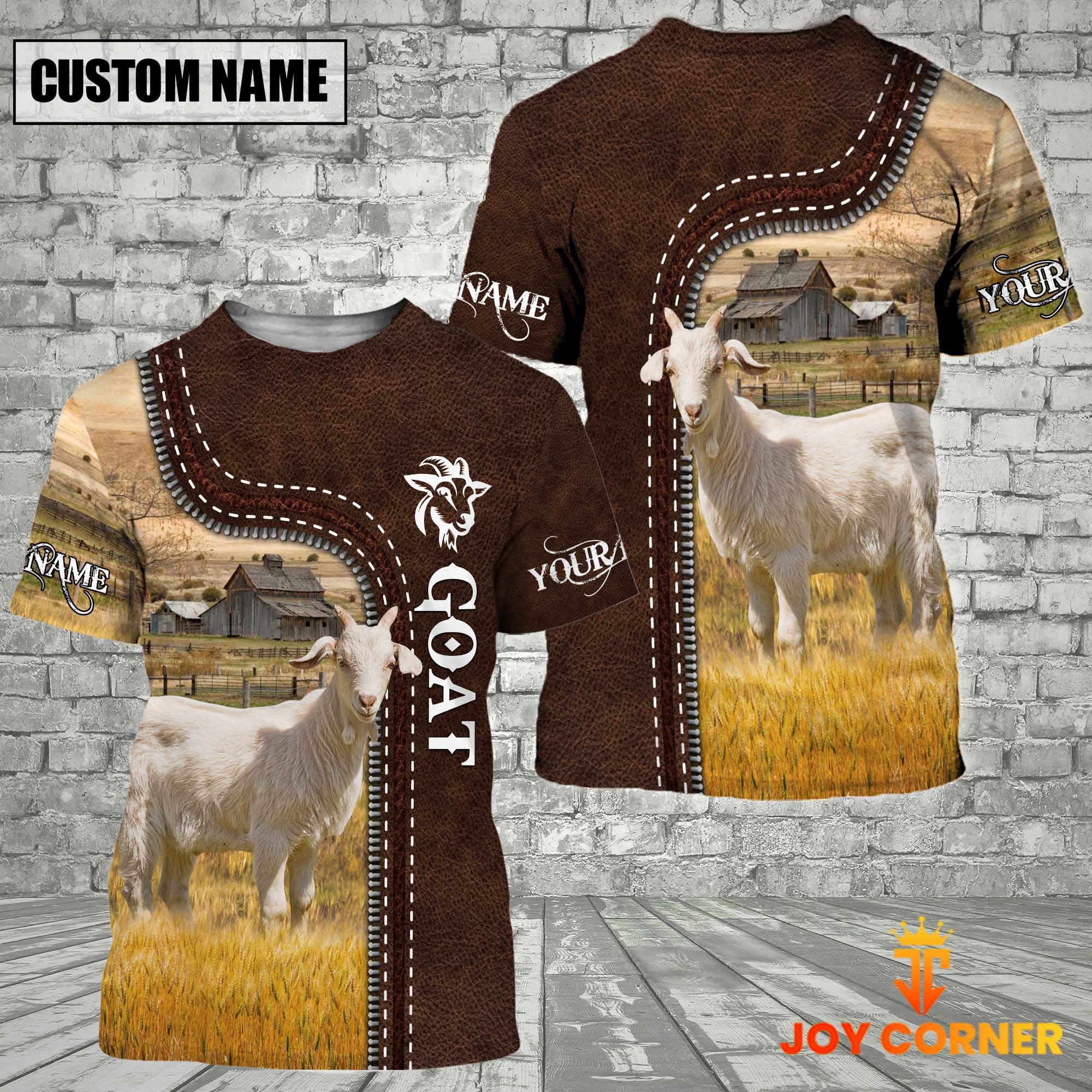 Uni Goat Farm Custom Name Leather Pattern T-Shirt – UniJames