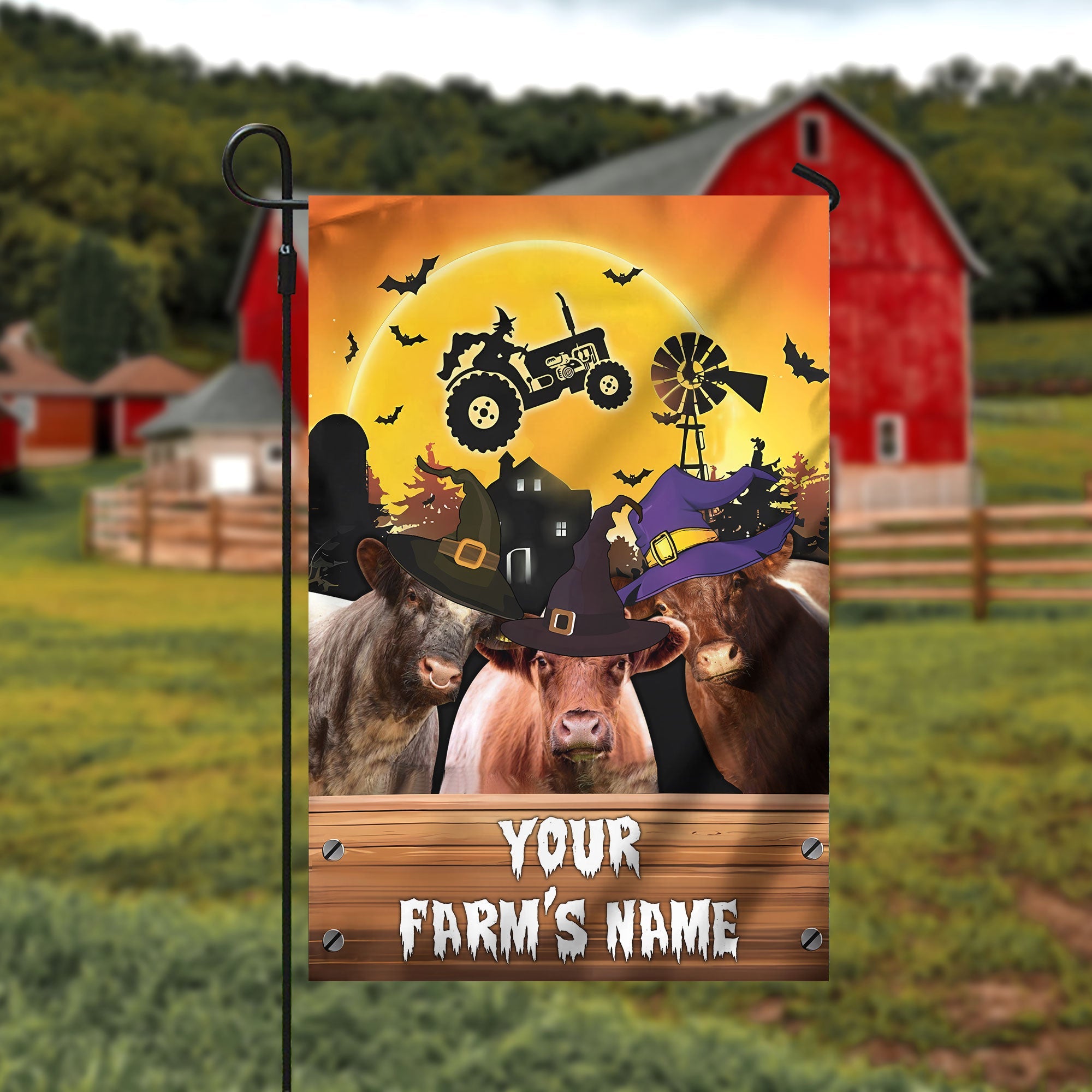 Uni Shorthorn Farming Customized Name 3D Flag – UniJames