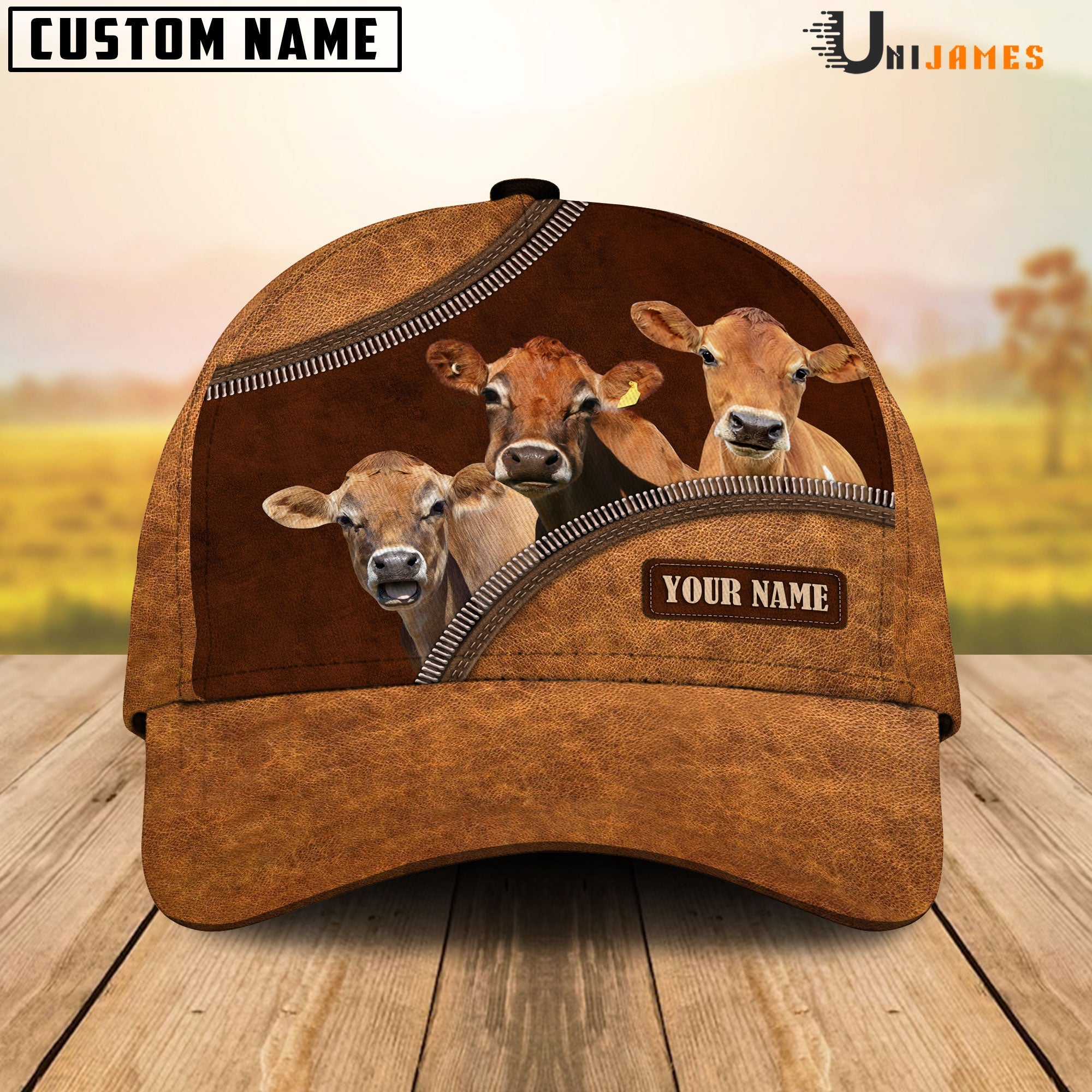 Uni Jersey Happiness Leather Pattern Customized Name Cap – UniJames
