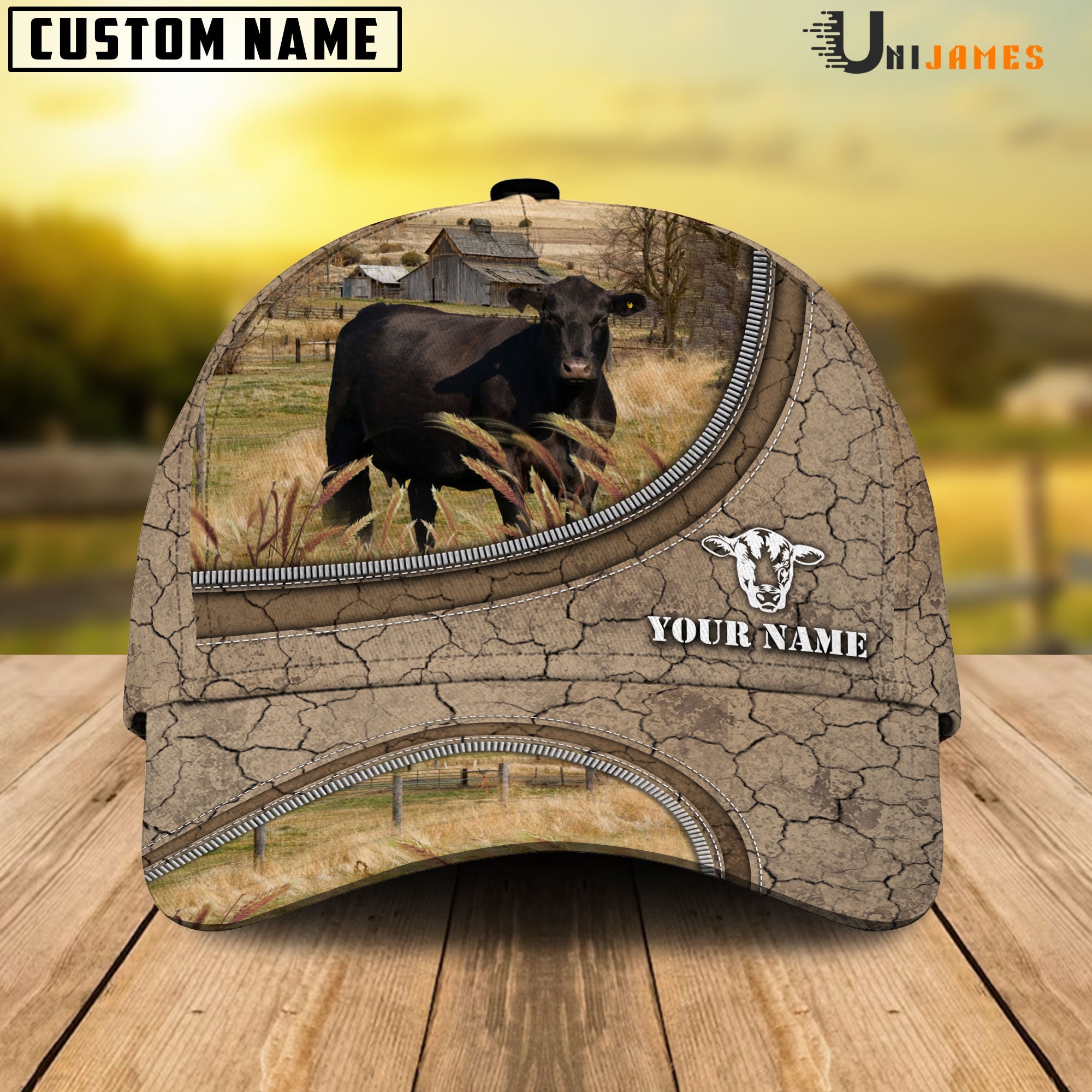 Uni Black Angus Happiness Farming Life Customized Name Cap – UniJames