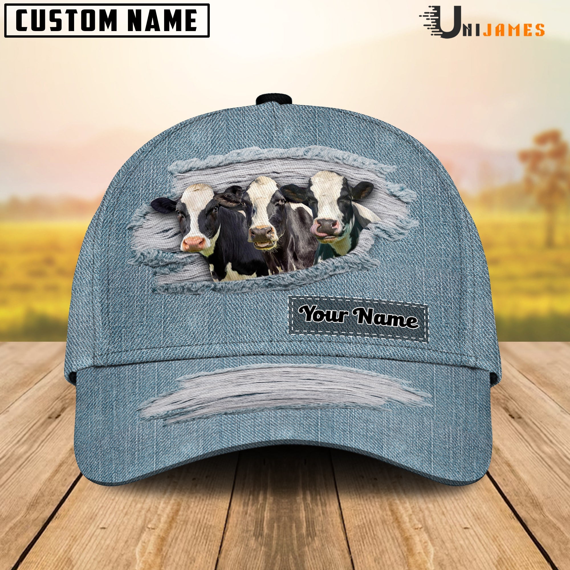 Uni Holstein Jeans Style Pattern Customized Name Cap – UniJames