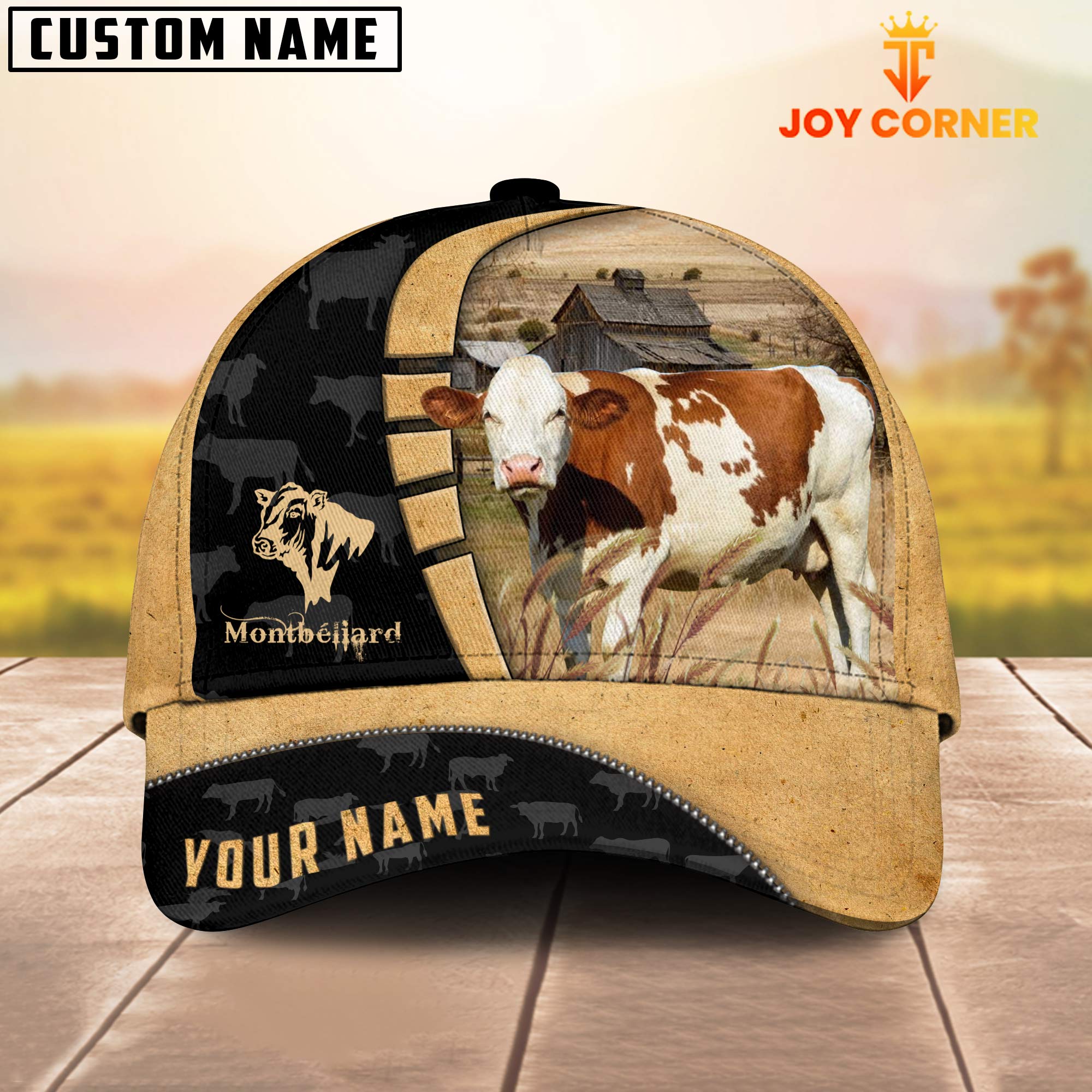 Uni Custom Name Race Montbéliard Cattle 3D Cap – UniJames